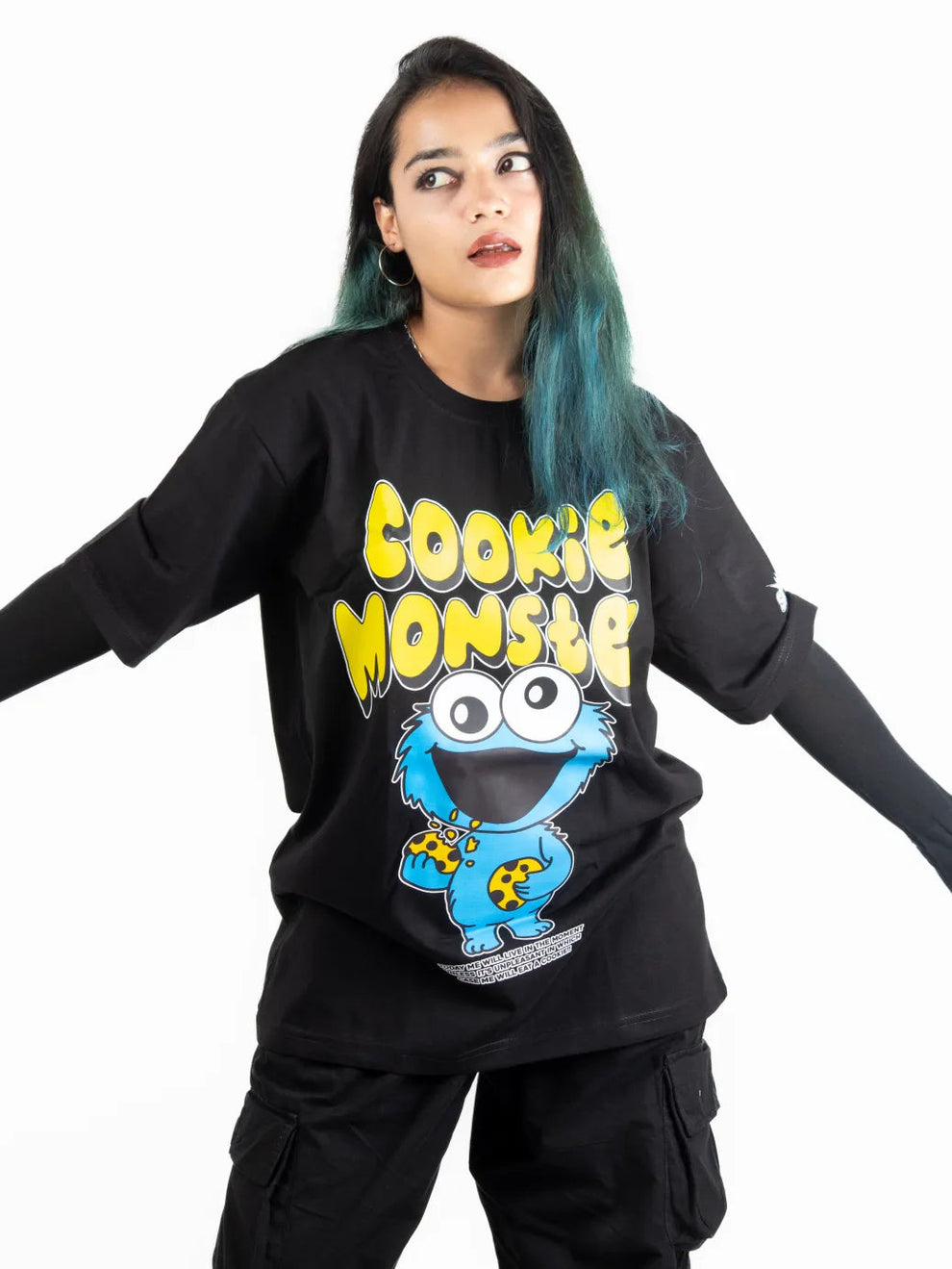 Cookie monster Black Oversized T-shirt for Men and Women